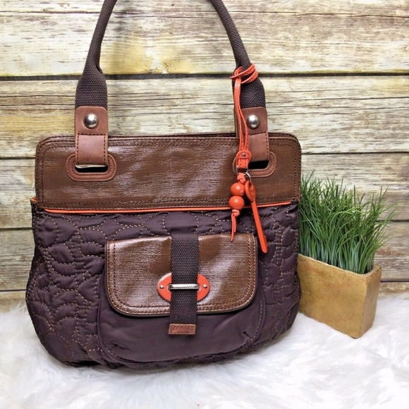Fossil | Bags | Fossil Key Per Brown Quilted Nylon Hobo Tote Bag | Poshmark